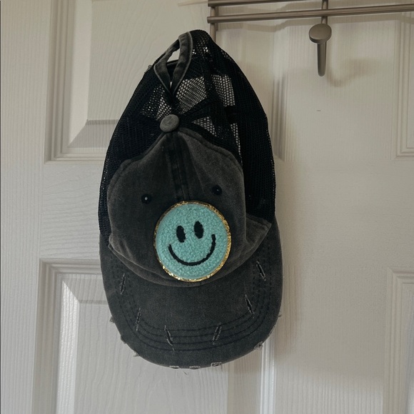 Accessories | Kids Smiley Face Cap Black And Gold | Poshmark